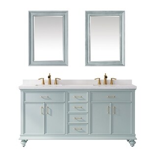 Charlotte 72" Vanity in Finnish Green ,Composite Top With Mirror - Bed ...
