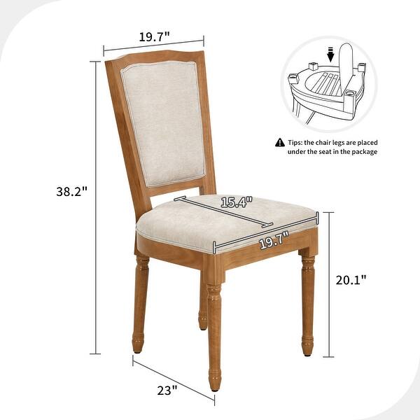 Moasis Linen Solid Back Dining Chair with Rubber Wooden Legs (Set of 2 ...