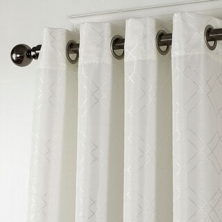 84" Ivory Linework Textured Window Curtain Panel - 84" x 54" - Bed Bath ...