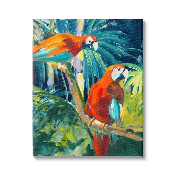 Stupell Tropical Parrots in Jungle Canvas Wall Art Design by Jane ...