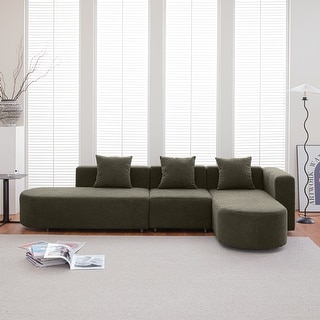 Unique Design L-Shape Sofa Couch with Upholstered Curved Seat and ...