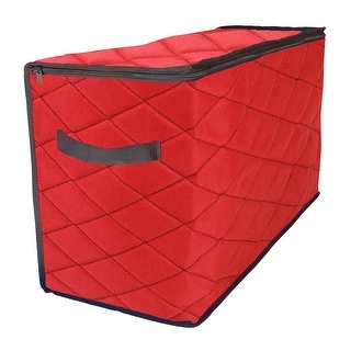 96ct Red and Black Quilted Zip Up Christmas Ornament Storage Tub - 25 ...