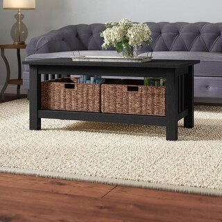 4 Legs Coffee Table with Two Storage Baskets - Bed Bath & Beyond - 35748003