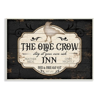 Stupell The Olde Crow Inn Halloween Sign Est. 1757 Wood Wall Art ...