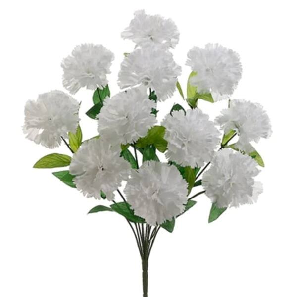 Carnation Artificial Floral Bush Spray - 18" - White - Bed Bath ...