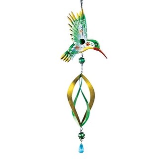 Solar Powered Fiber-Optic Hummingbird Spinner Mobile - 6.1 x 32.28 x 2. ...
