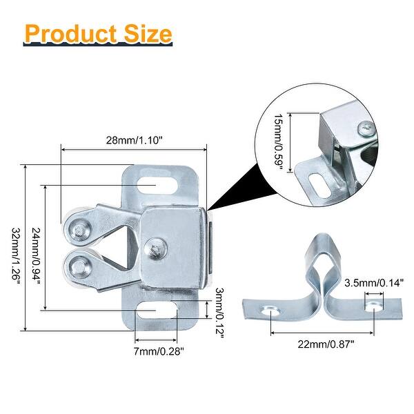 12 Set Double Roller Catch Cabinet Latch for Cupboard Closet Door - Bed ...
