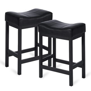 Bar Stools Set of 2-Counter Height Stools - 24 Inch Saddle Stool - PU ...