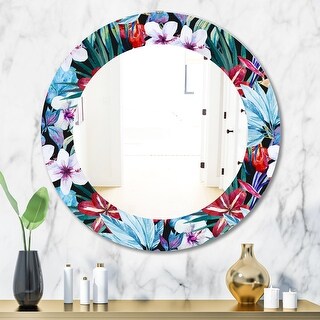 Designart 'Obsidian Bloom 23' Printed Bohemian and Eclectic Oval or ...