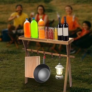 Wooden Portable Picnic Rack Lightweight Outdoor Picnic Table - Bed Bath ...