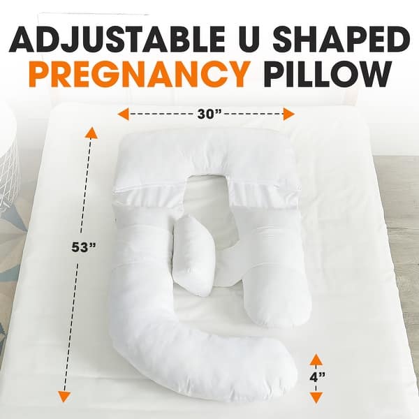 Cheer Collection U Shaped Pregnancy Support Body Pillow with Adjustable Positions - White - Bed ...
