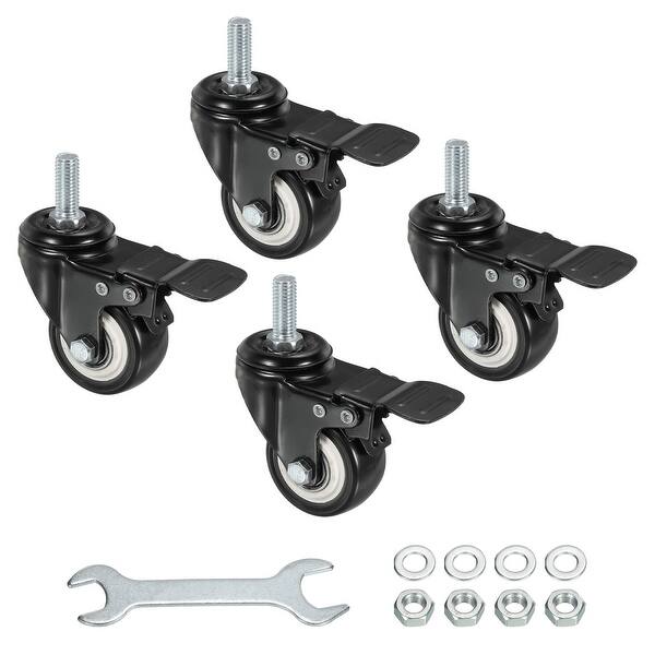 2 Inch PU Swivel Threaded Stem CasterM10x25mm with Brake 110lbs Load ...