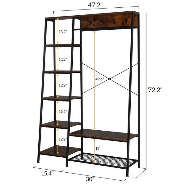 Entryway Hall Trees with Hooks Storage Shelves and Shoes Bench - Bed ...