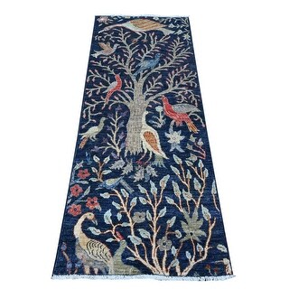 Shahbanu Rugs Berry Blue Hand Knotted Pure Wool Natural Dyes Afghan ...