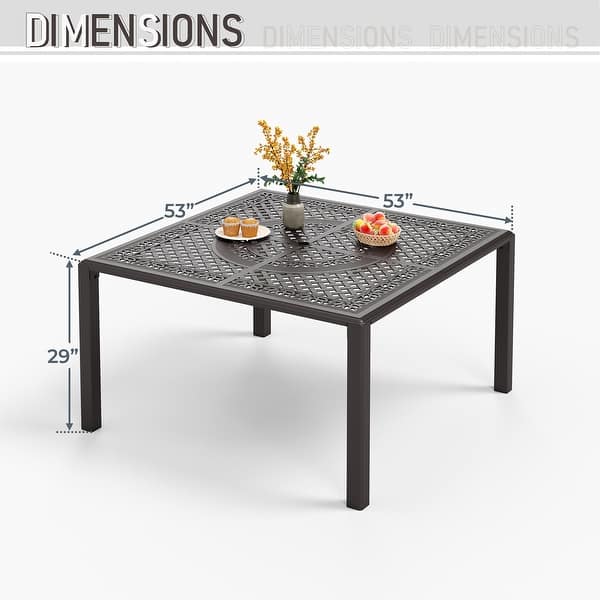 MAISON ARTS Patio Cast Aluminum Dining Table for 8, Square/Expandable ...