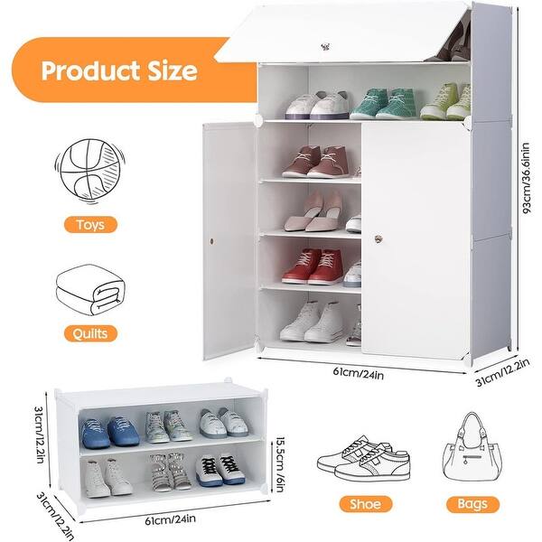 6 Tier Shoe Cabinet (24x12x36 inches) Portable Shoe Storage Kit Shoe ...