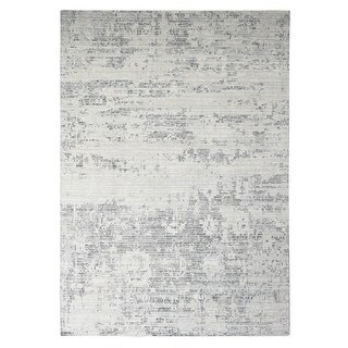 Shahbanu Rugs Shadow White Soft pile Hand Knotted Undyed Natural Wool ...