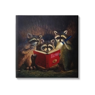 Stupell Fun Raccoon Trio Reading Book Canvas Wall Art by Lucia ...