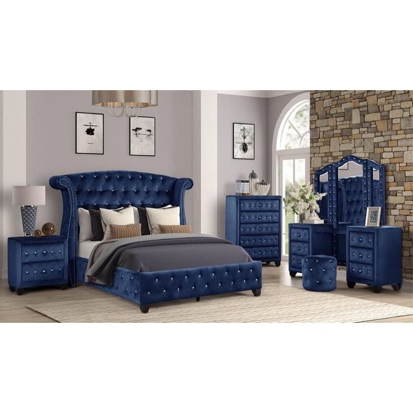 Sophia Crystal Tufted 4PC 5PC Bedroom Set Made with Wood Bed Bath Beyond 37983949