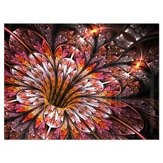 Glittering Light Red Fractal Flower - Large Floral Glossy Metal Wall ...