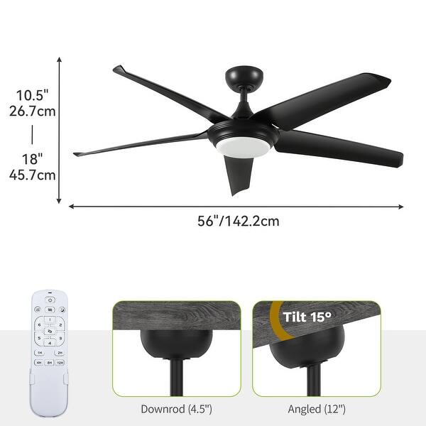 56" Ceiling Fan with Light and Remote, Large Modern Ceiling Fan for ...