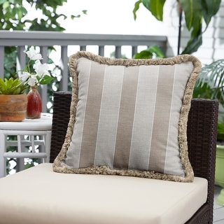 Sunbrella Range Dune and Taupe Fringe Indoor/ Outdoor Pillow - 18 in x 18 in - Bed Bath & Beyond ...