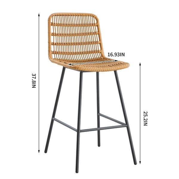 Black Metal Frame Rattan Bar Stool (Set of 2) - Bed Bath & Beyond ...