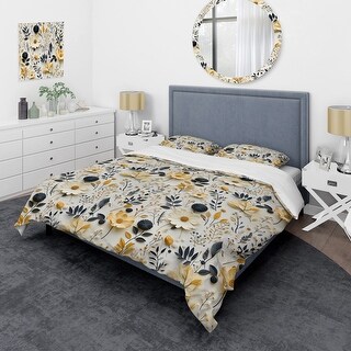 Designart "Beige Urban Nomadic Fern Pattern I" Black cottage bedding ...