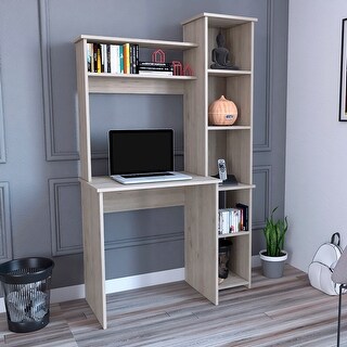 Modern Computer Desk w/ Two Shelves & Side Bookcase - Bed Bath & Beyond ...