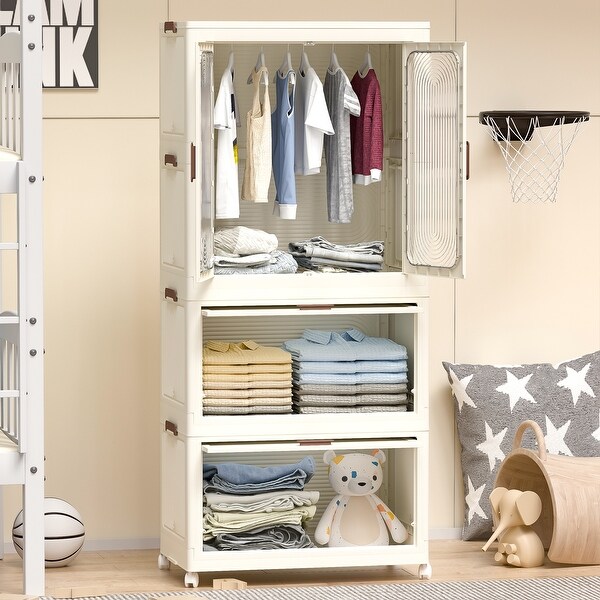 Childrens white wardrobe with drawers store