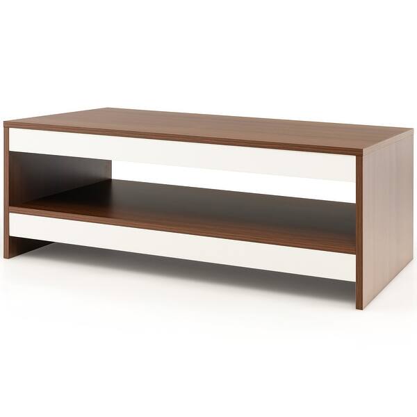 Costway Coffee Table Wood 2-Tier Rectangular Coffee Table W/Storage - See Details - Bed Bath ...