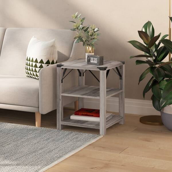 3-Tier Side Table with Metal Side Braces and Corner Caps - Bed Bath ...