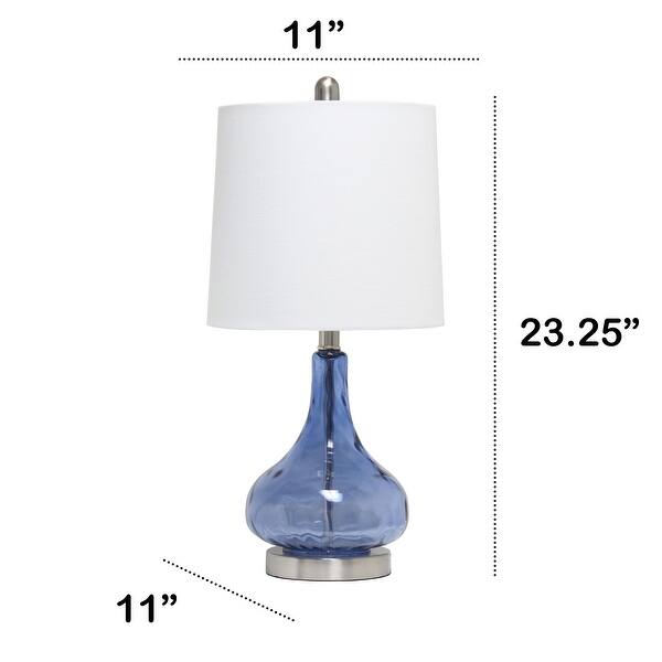 Lalia Home 23.25" Contemporary Rippled Colored Glass Bedside Desk Table ...