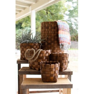 Nesting Round Chip Wood Baskets For Storage, Set Of 5 - Exact Size ...