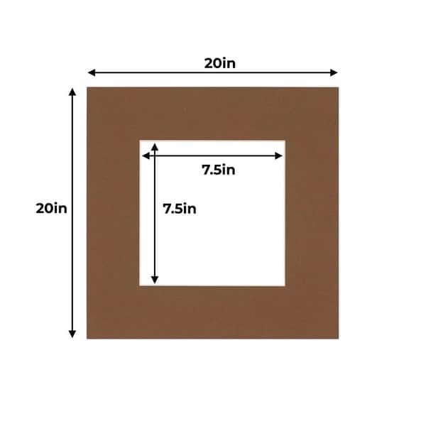 8x8 Mat for 20x20 Frame - Precut Mat Board Acid-Free Brown 8x8 Photo ...