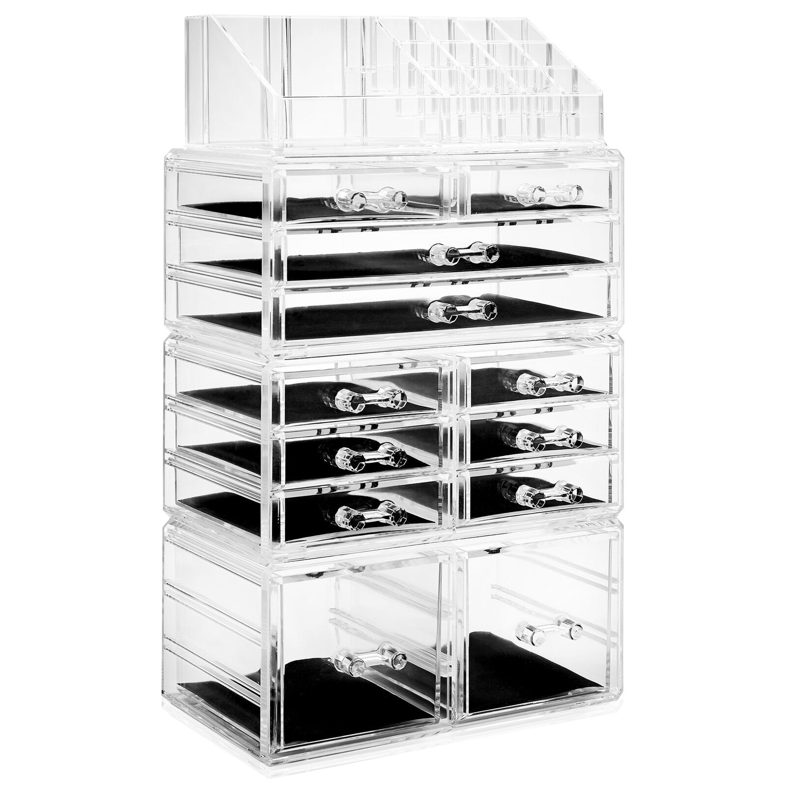 Acrylic Cosmetic Makeup Organizer & Jewelry Storage Set - Large - Clear ...