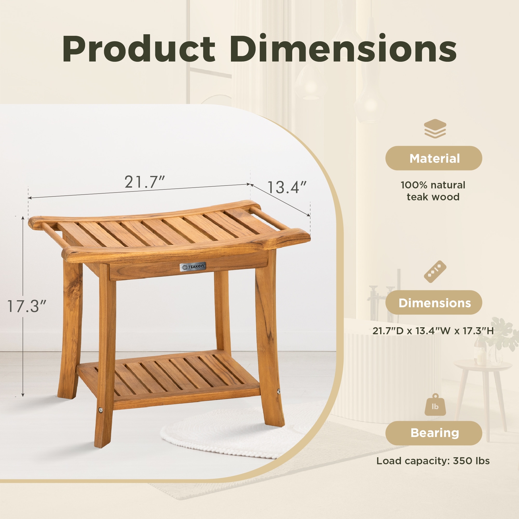 spa bench dimensions