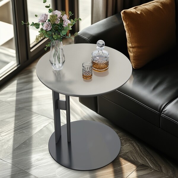 High End Accent Table C Shape Side Table w Saddle Leather Top for Home 18.11x19.69 inch Bed Bath Beyond 41909154