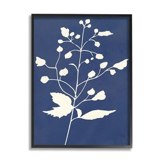 Stupell Contemporary Botanical Sprig Shape Abstract Plant Leaves Framed ...