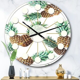 Designart 'Pineapple Summer Bliss V' Mid-Century wall clock - Bed Bath ...
