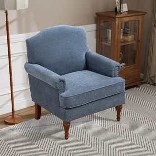 Modern Accent Chair,Upholstered Reading Chair with Wood Legs - Bed Bath ...