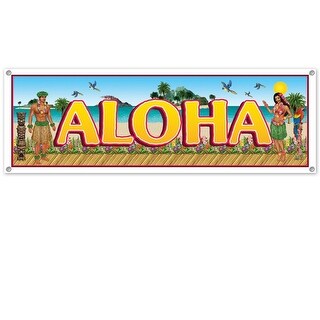 Club Pack of 12 Tropical "Aloha" Hawaiian Luau Outdoor Party Banner ...