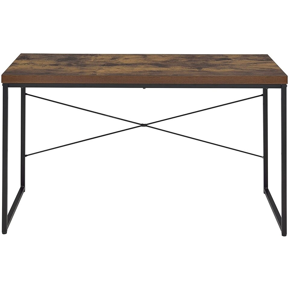 Bob Writing Desk 47 in. Rectangular Weathered Oak Writing Desks with Metal Frame