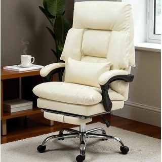 Overstuffed Office Chair, High-Back Reclining Desk Chair with Footrest ...