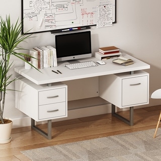 60" Study Writing Desk with Ample Storage Drawers, Ergonomic Design ...