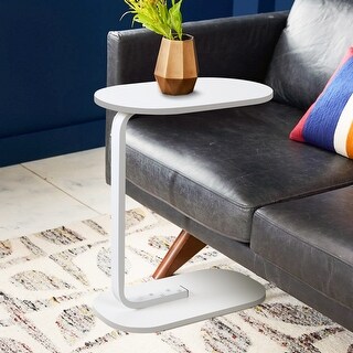 C-shaped Side Table Accent Table, Wood Desktop End Table - 19 ...