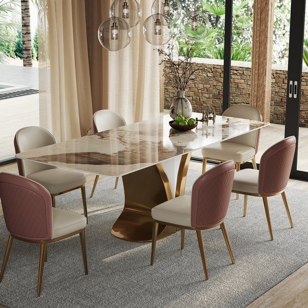 light brown marble dining table