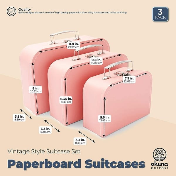 Set of 3 Different Sizes of Paperboard Suitcases with Metal Handles ...