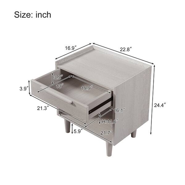 Modern Style Nightstand with One Drawer and Four Solid Wood Legs - Bed ...