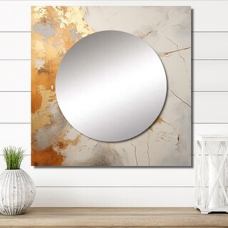 Designart "Gold And White Abstract Split" Abstract Shapes Wall Mirror ...